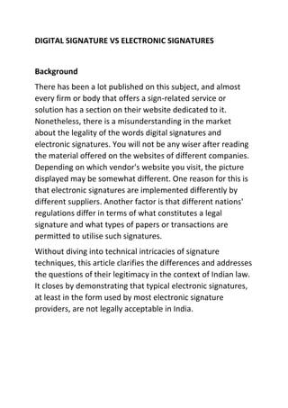 DIGITAL SIGNATURE VS ELECTRONIC SIGNATURES.pdf | Computing | Technology ...