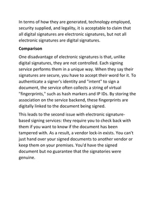 DIGITAL SIGNATURE VS ELECTRONIC SIGNATURES.pdf | Computing | Technology ...