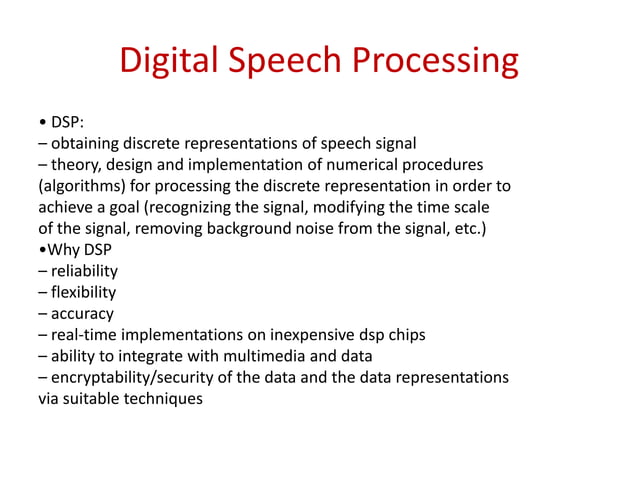 Digital speech processing lecture1 | PPTX