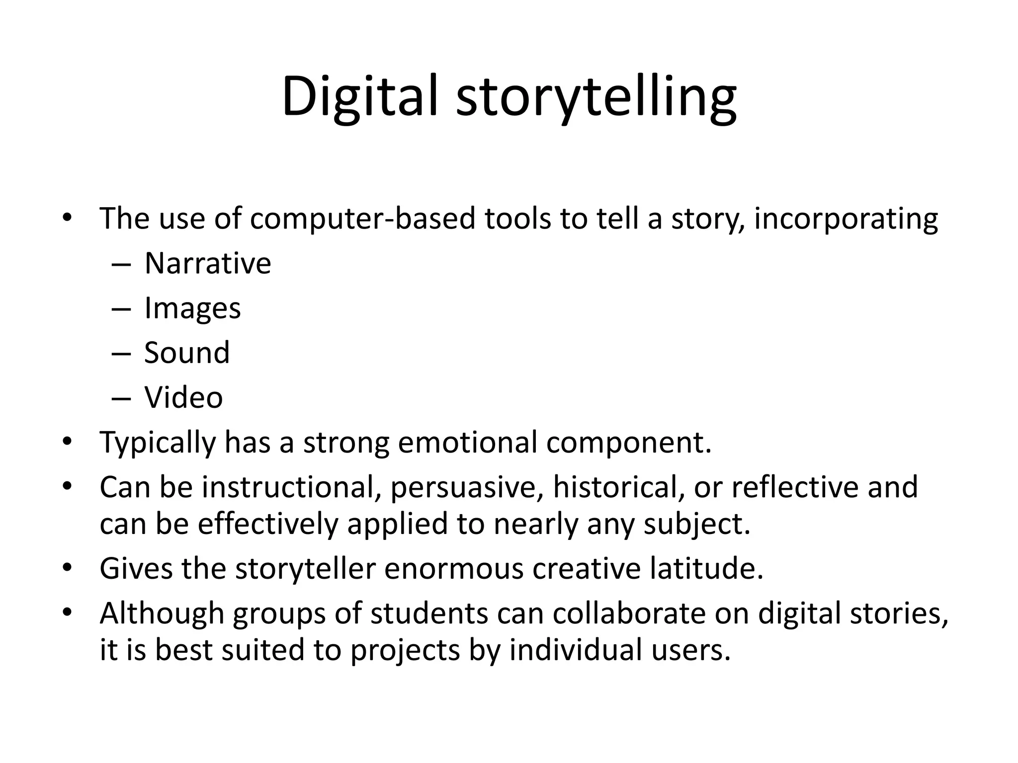 Digital storytelling by Sue Bassett | PPT
