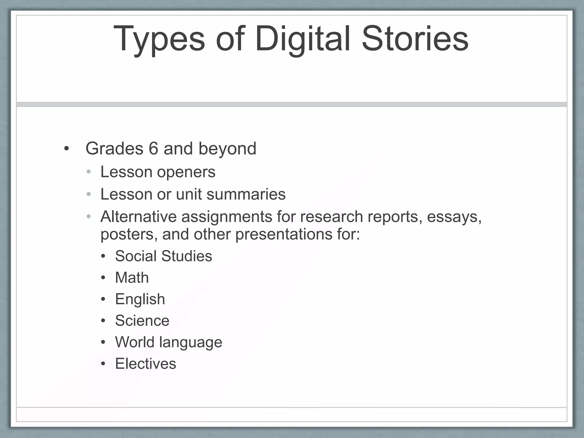 Digital storytelling presentation | PPTX