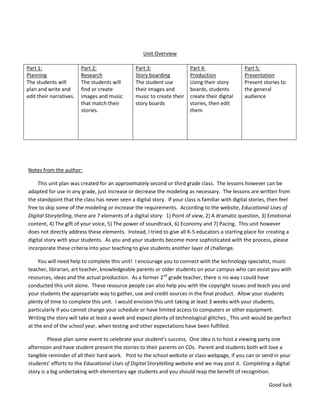 Digital storytelling unit plan | PDF