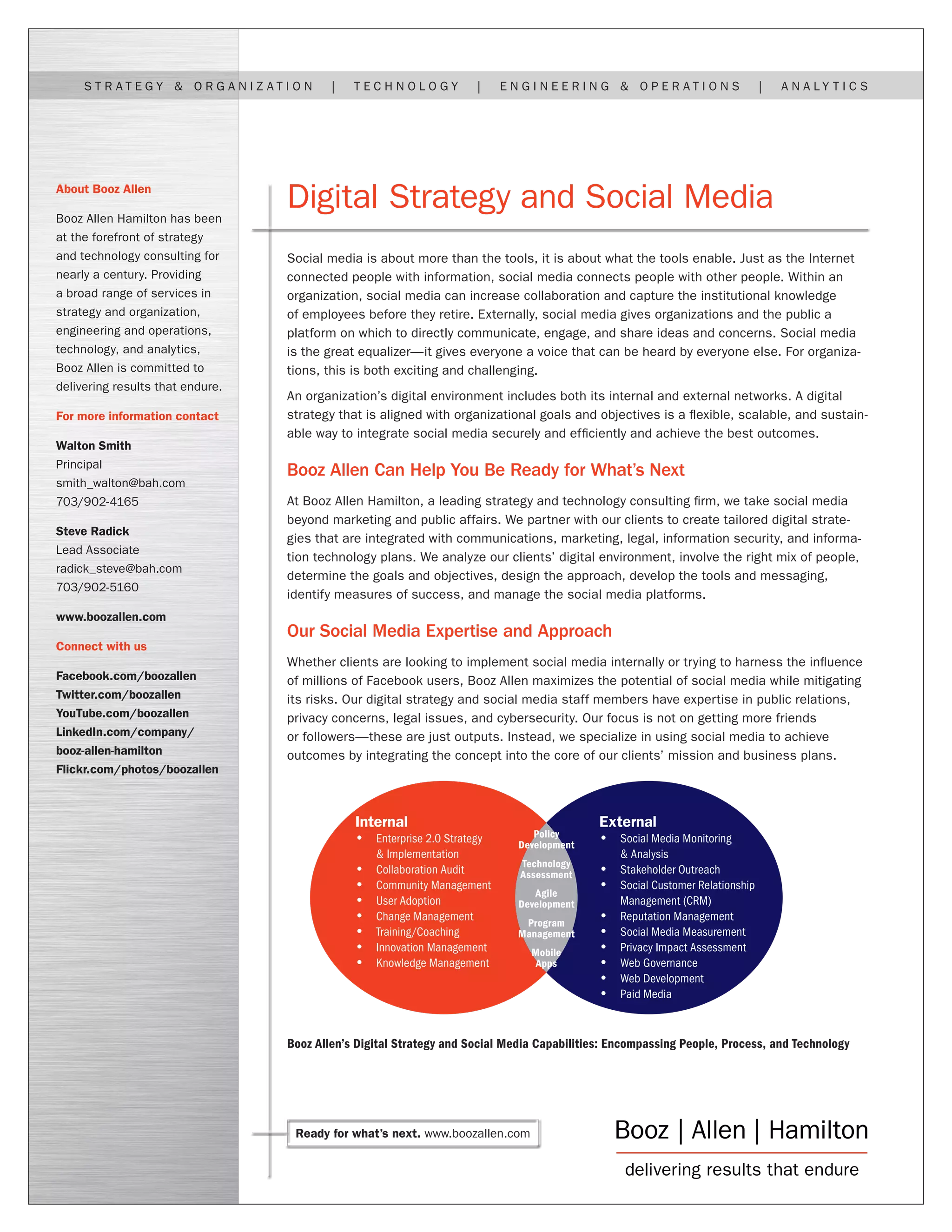 Digital Strategy & Social Media Fact Sheet - Booz Allen | PDF