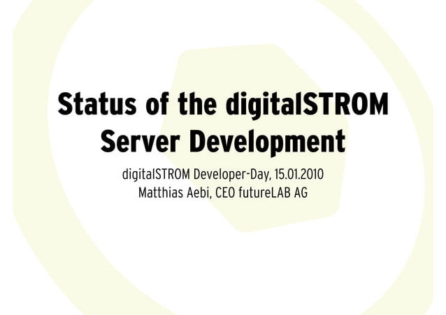 digitalSTROM Server Development | PPT