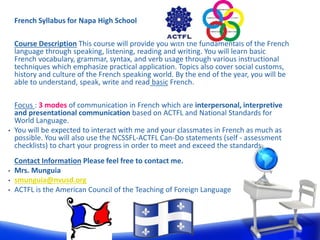 Syllabus for French class 2016 2017 | PPTX