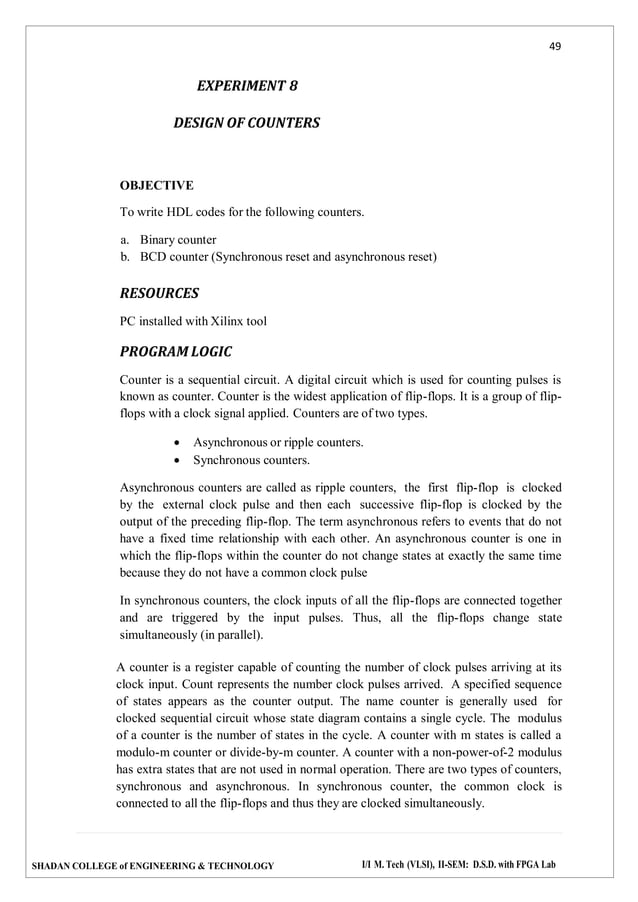 Digital System Design With Fpgas Lab Manualpdf