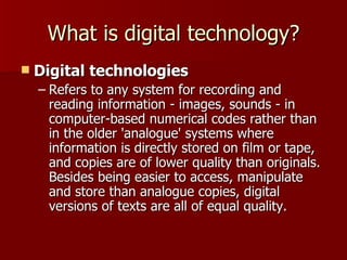 Digital technology investigation | PPT | Cameras and Camcorders ...