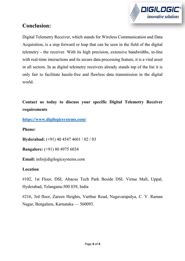Digital Telemetry Receiver - Digilogic Systems | PDF Digital Telemetry Receiver - Digilogic Systems | PDF