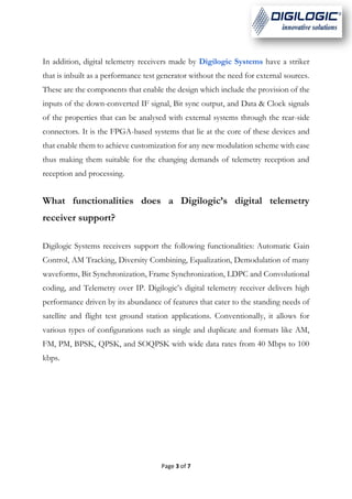 Telemetry Receiver from Digilogic Systems | PDF