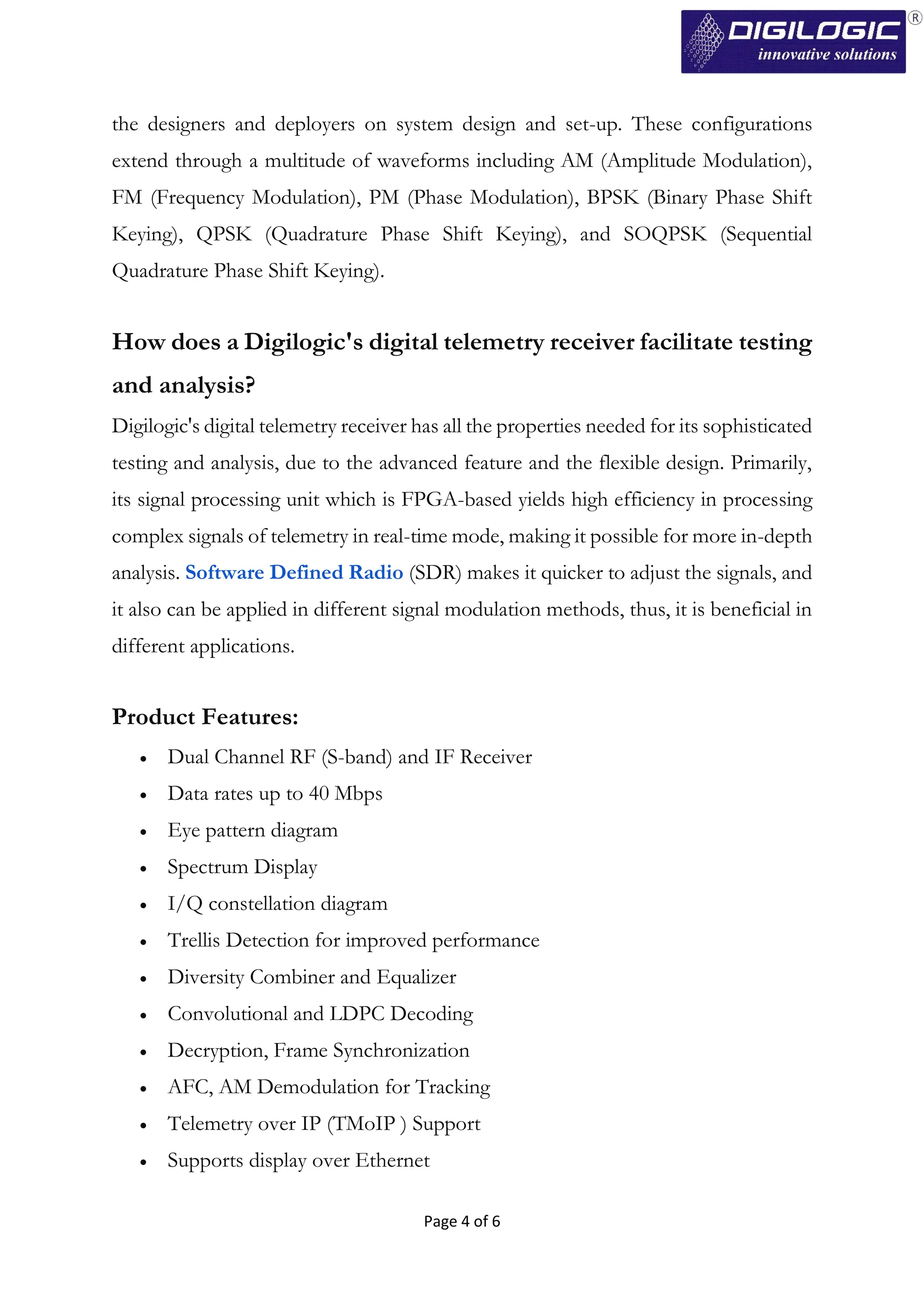 Digital Telemetry Receiver from Digilogic Systems | PDF