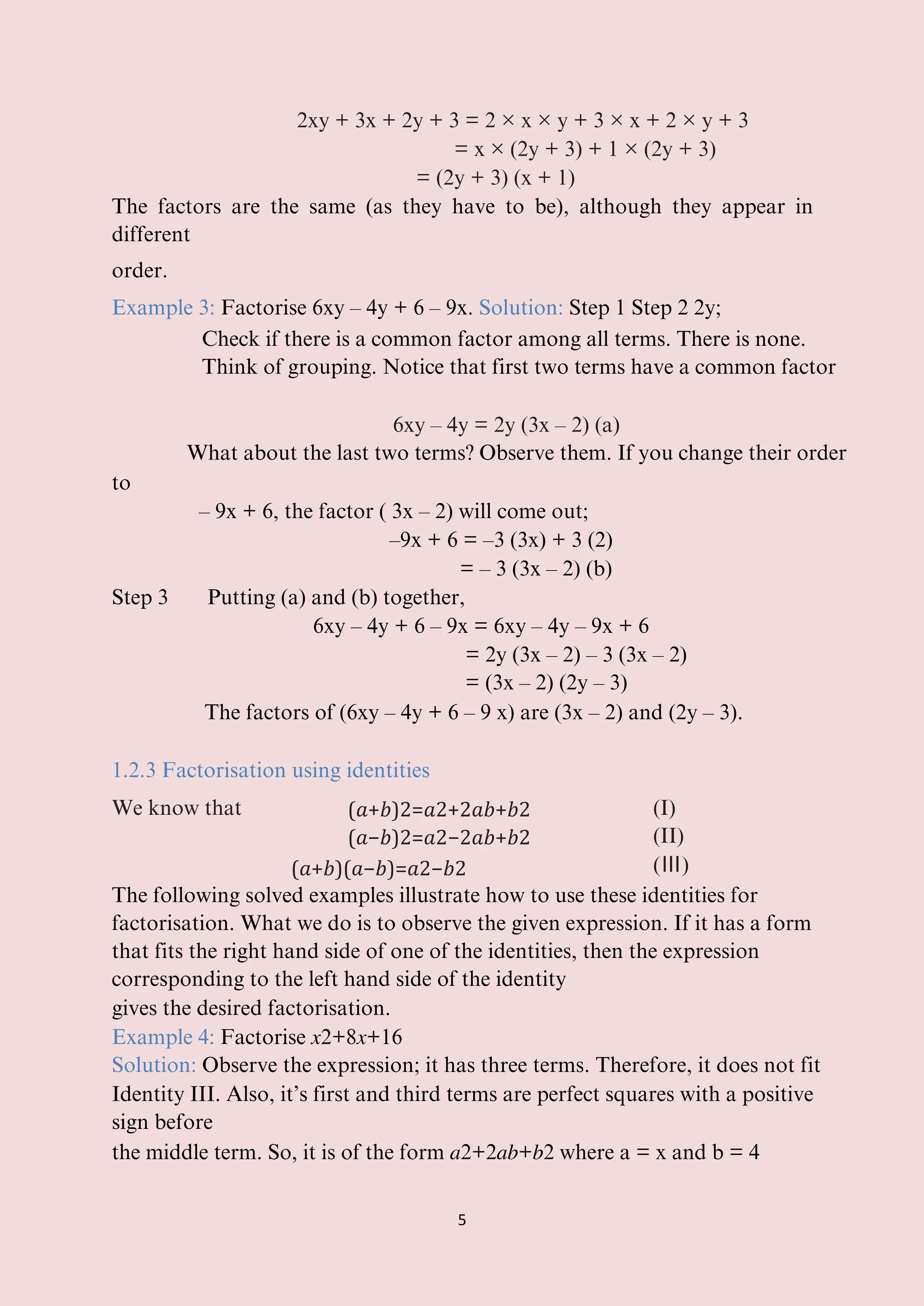 Digital text Mathematics Factorisation BEd | PDF