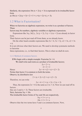 Digital text Mathematics Factorisation BEd | PDF