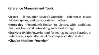Digital Tools for Research and Researcher Profile | PPTX