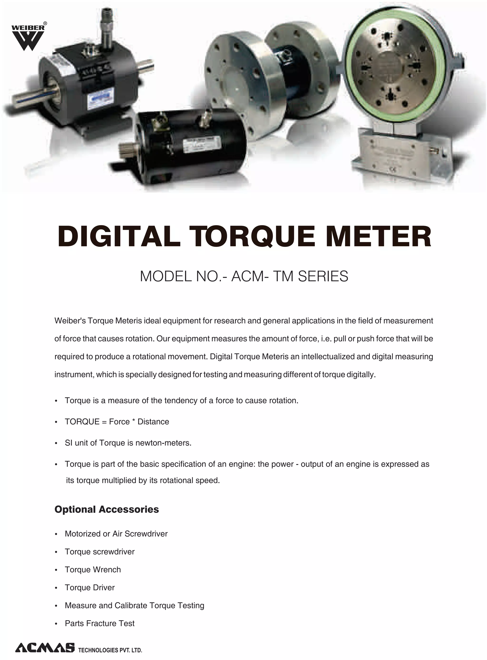 Digital Torque Meter by ACMAS Technologies Pvt Ltd. | PDF