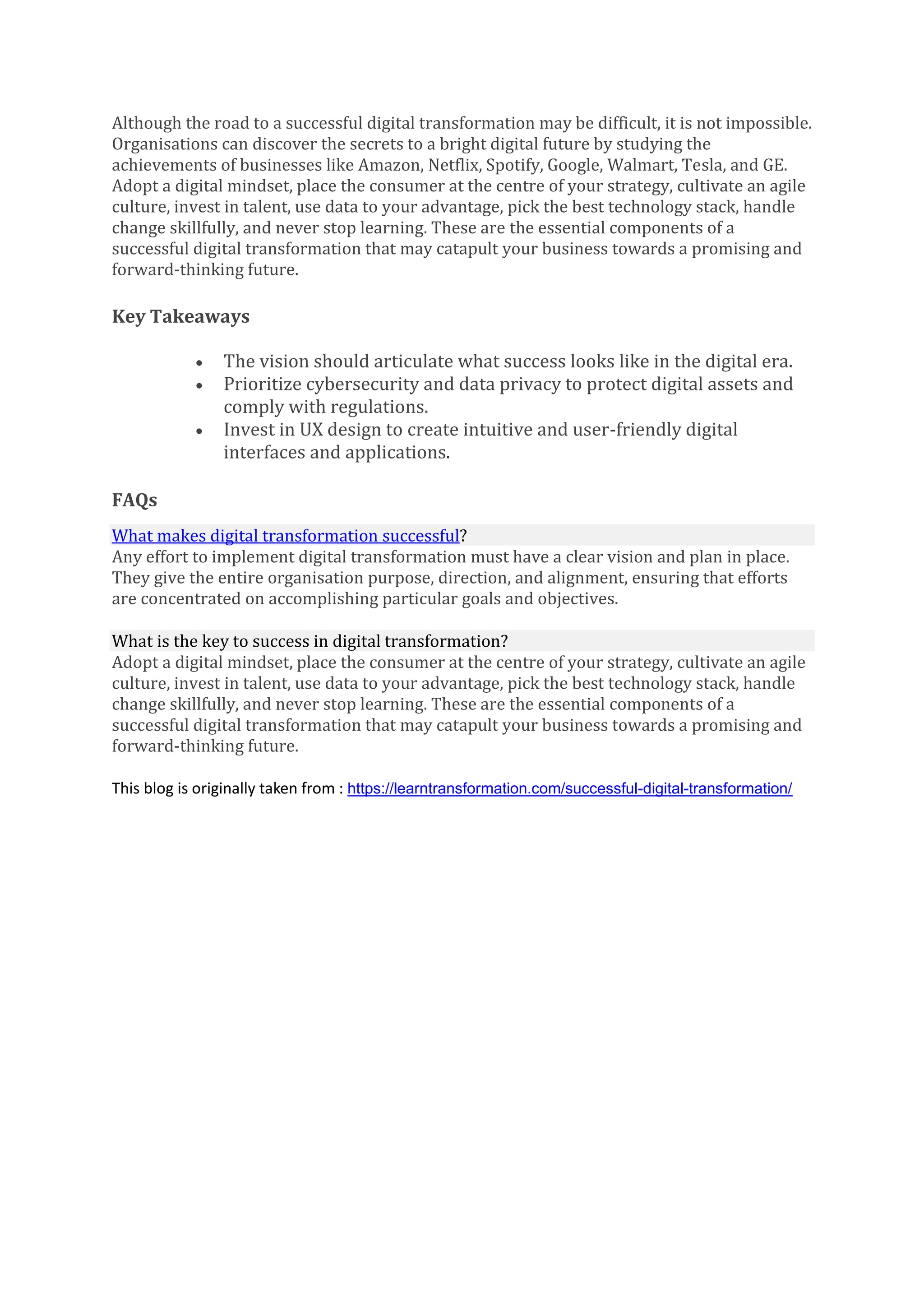 Digital Transformation Done Right: Secrets of Success - Learn Transformation | PDF | Computing ...
