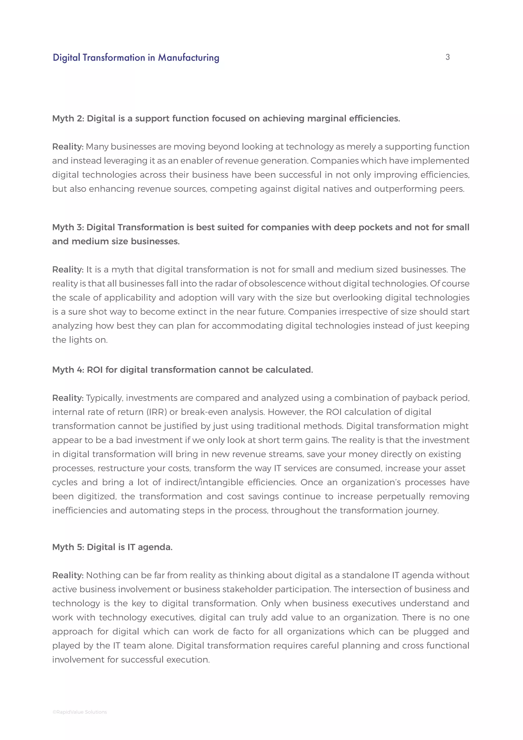 Digital Transformation in Manufacturing - A Whitepaper by RapidValue Solutions | PDF