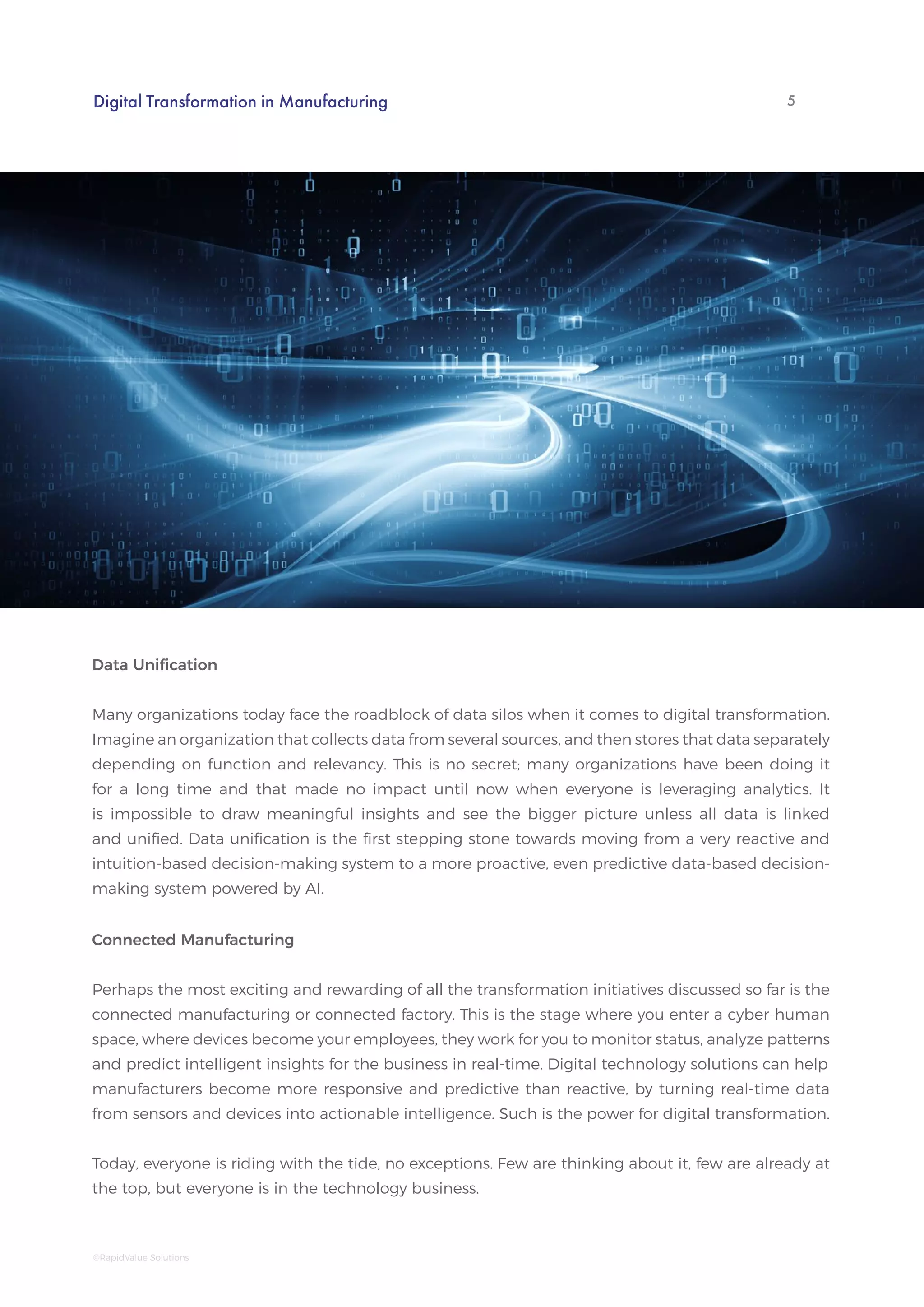 Digital Transformation in Manufacturing - A Whitepaper by RapidValue Solutions | PDF