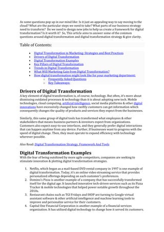 Digital Transformation In Marketing : Strategies, Practices | PDF