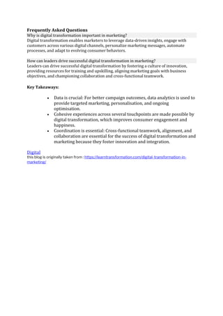 Digital Transformation In Marketing : Strategies, Practices | PDF