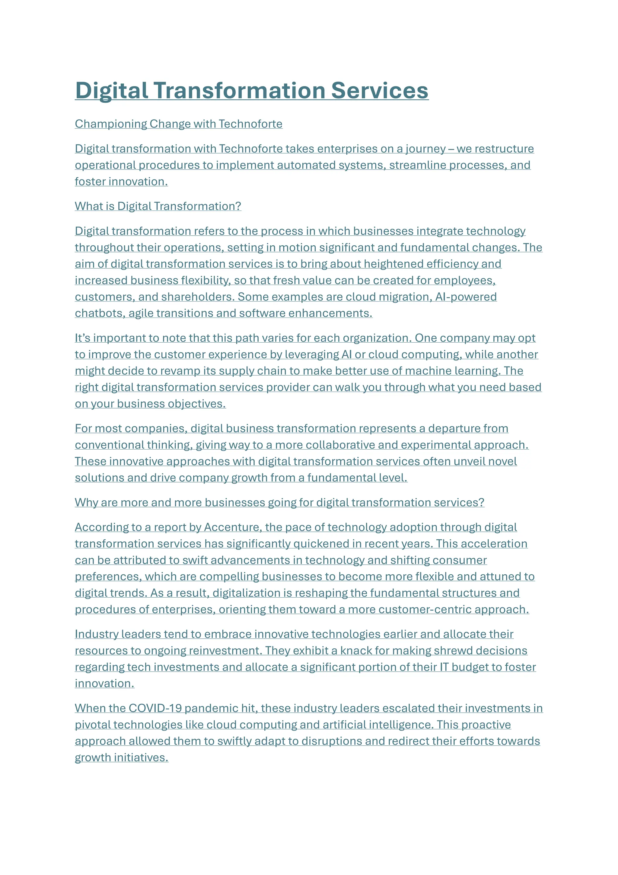 Digital Transformation Services | Digital Transformation Solutions | PDF