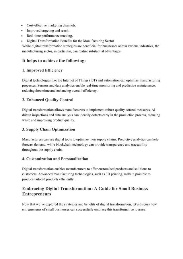 Digital Transformation Strategies For Small Businesses Pdf