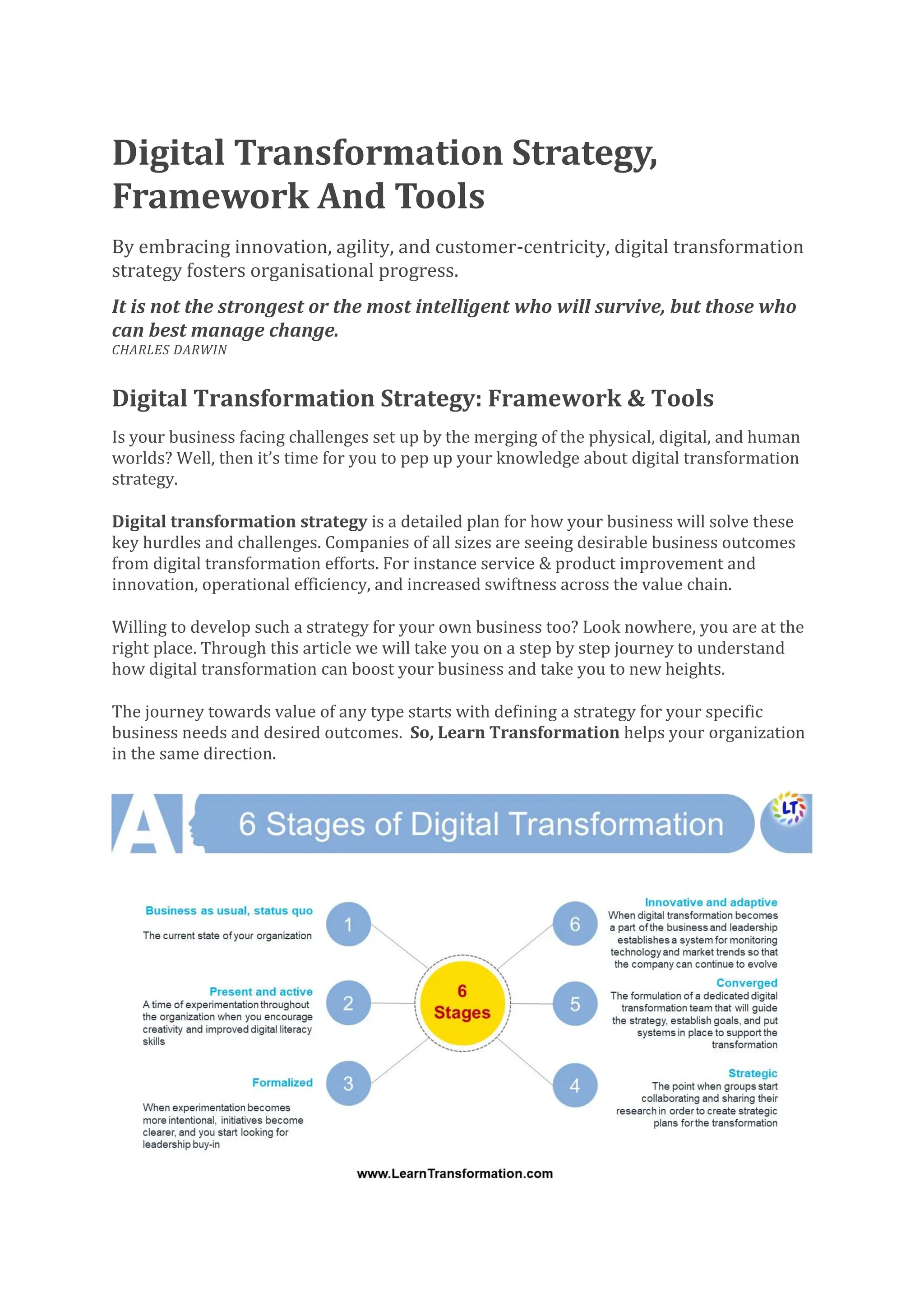 Digital Transformation Strategy: Framework & Tools | PDF