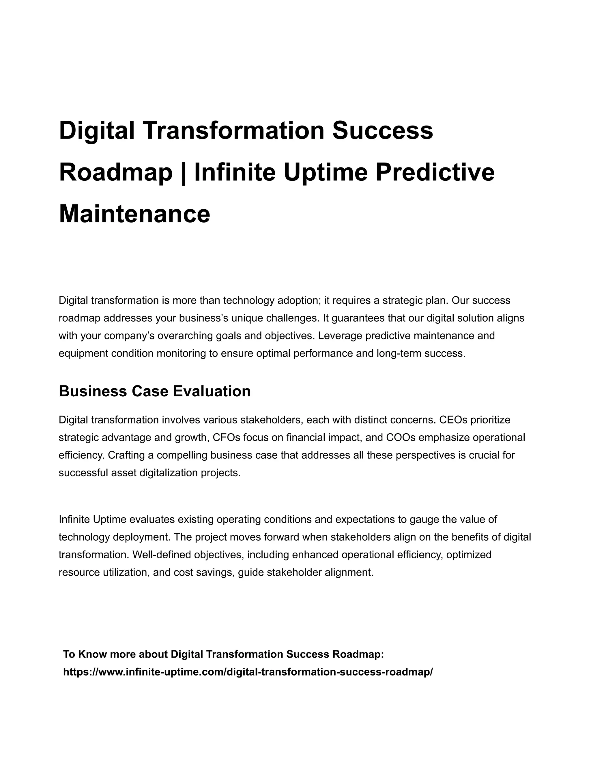 Digital Transformation Success Roadmap Infinite Uptime Predictive Maintenance.pdf