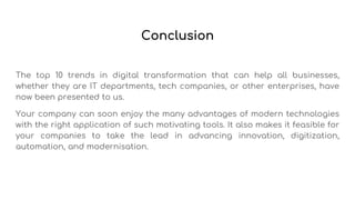 Top 10 Digital Transformation Trends For Business | PPTX