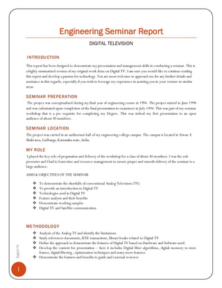 Digital TV Seminar Report | PDF