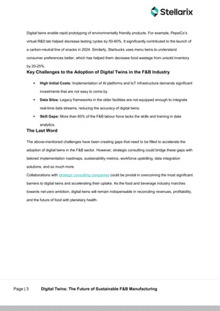 Digital Twins: The Future of Sustainable F&B Manufacturing | PDF