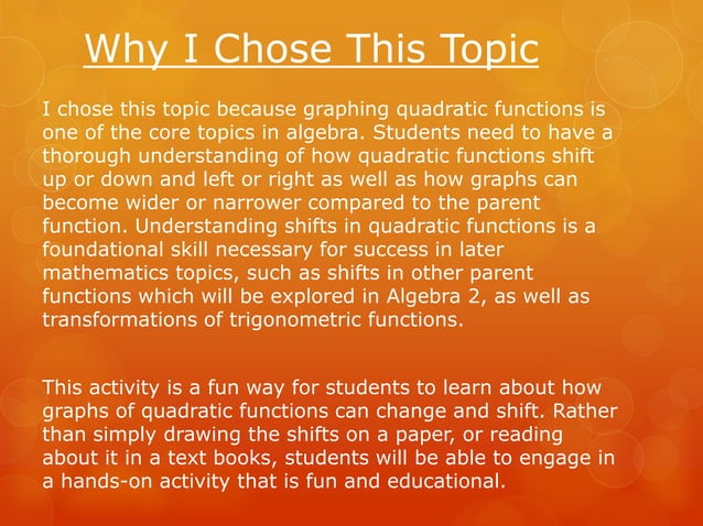 Graphing Quadratic Functions Ppt