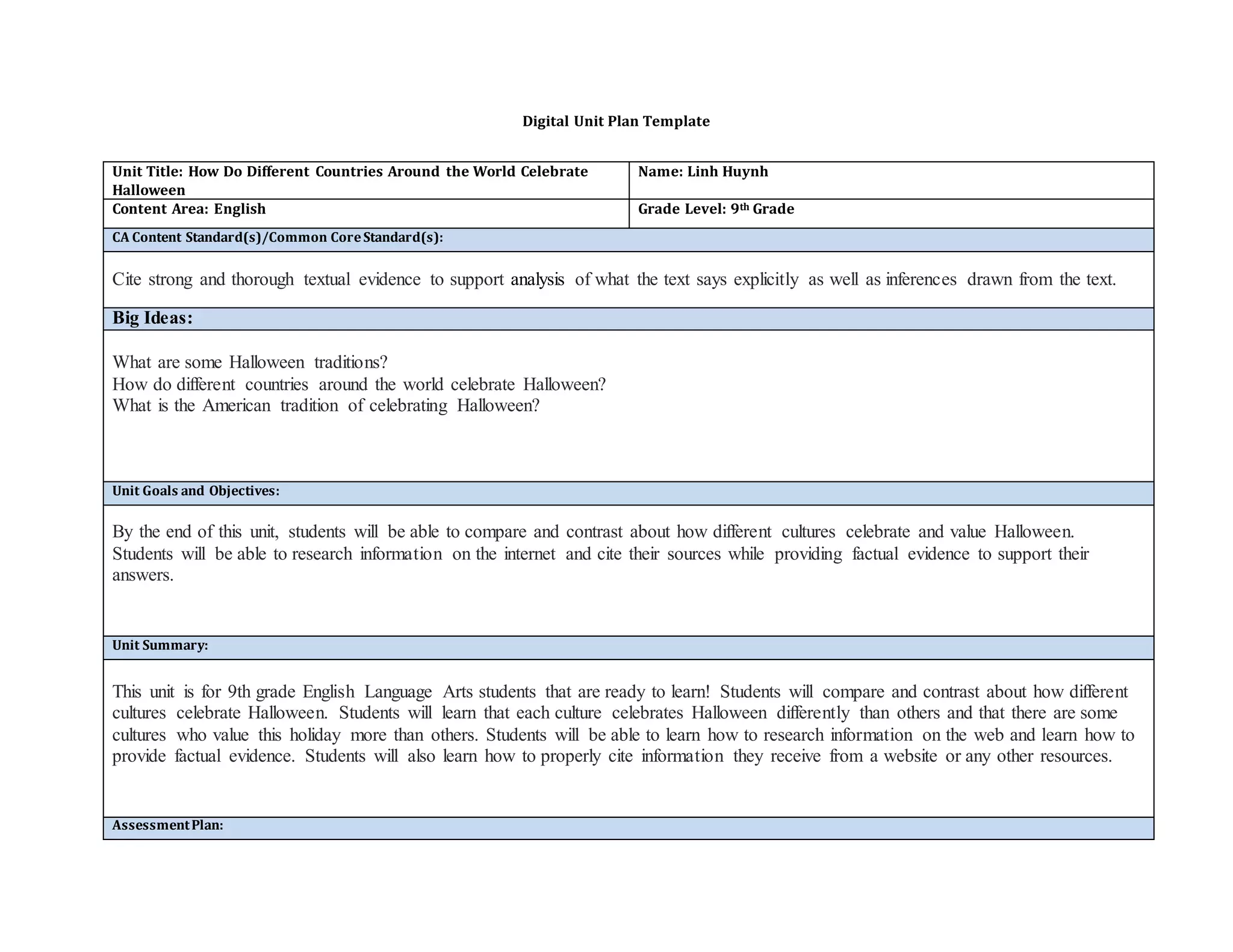 Digital unit plan template | PPT