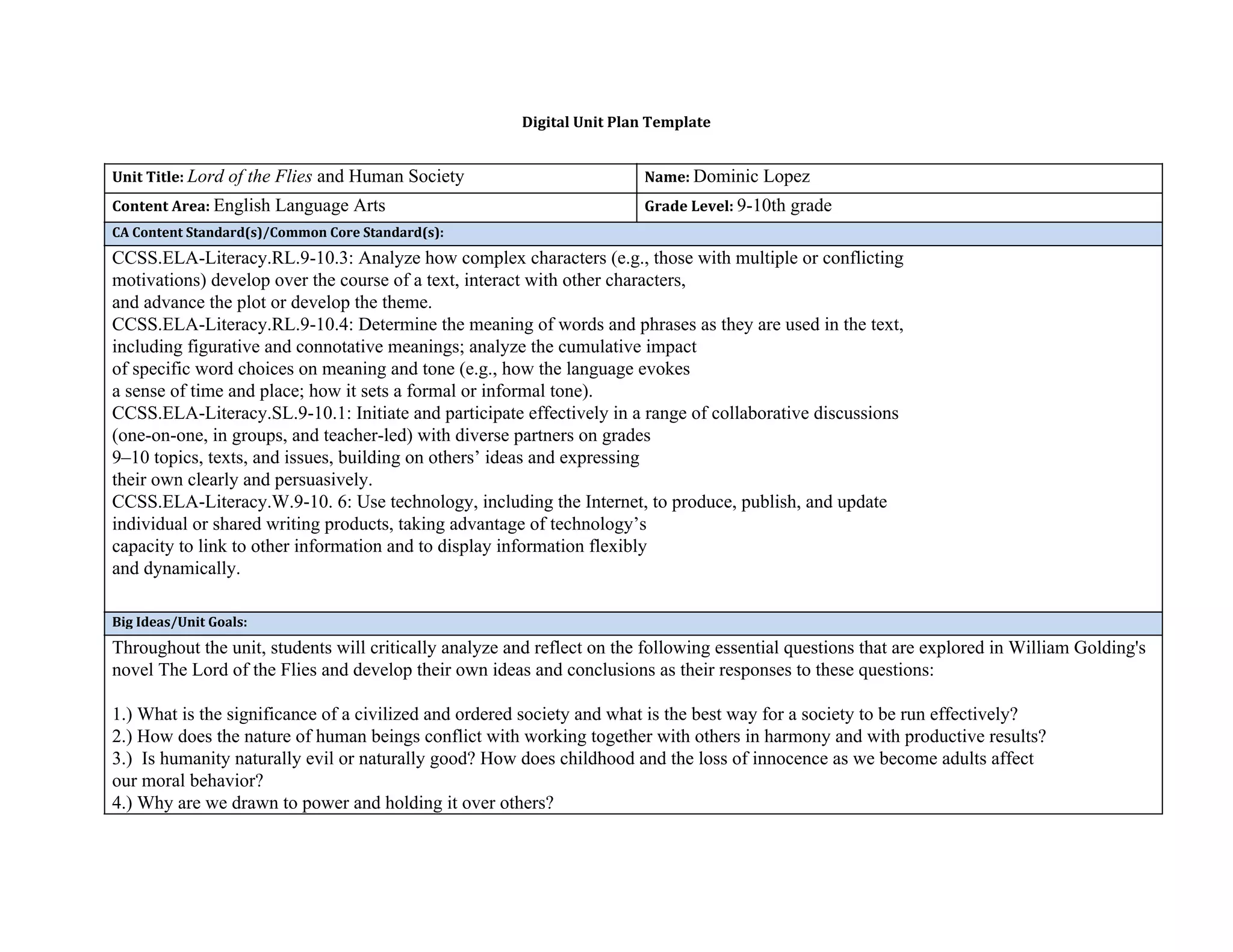 Digital unit plan template 1.1.17