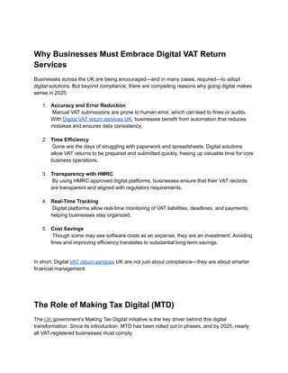 Digital VAT Return Services UK 2025 | Stay Compliant with HMRC | PDF