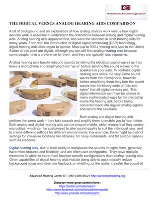 Digital Versus Analog Hearing Aids | PDF