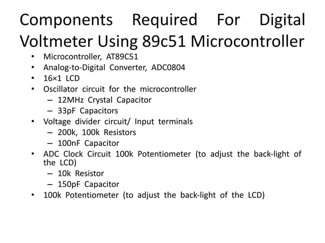 Digital voltmeter using 89c51 microcontroller | PPTX | Computer Peripherals | Computing
