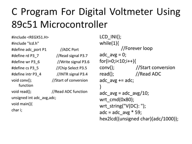 Digital voltmeter using 89c51 microcontroller | PPTX | Computer Peripherals | Computing