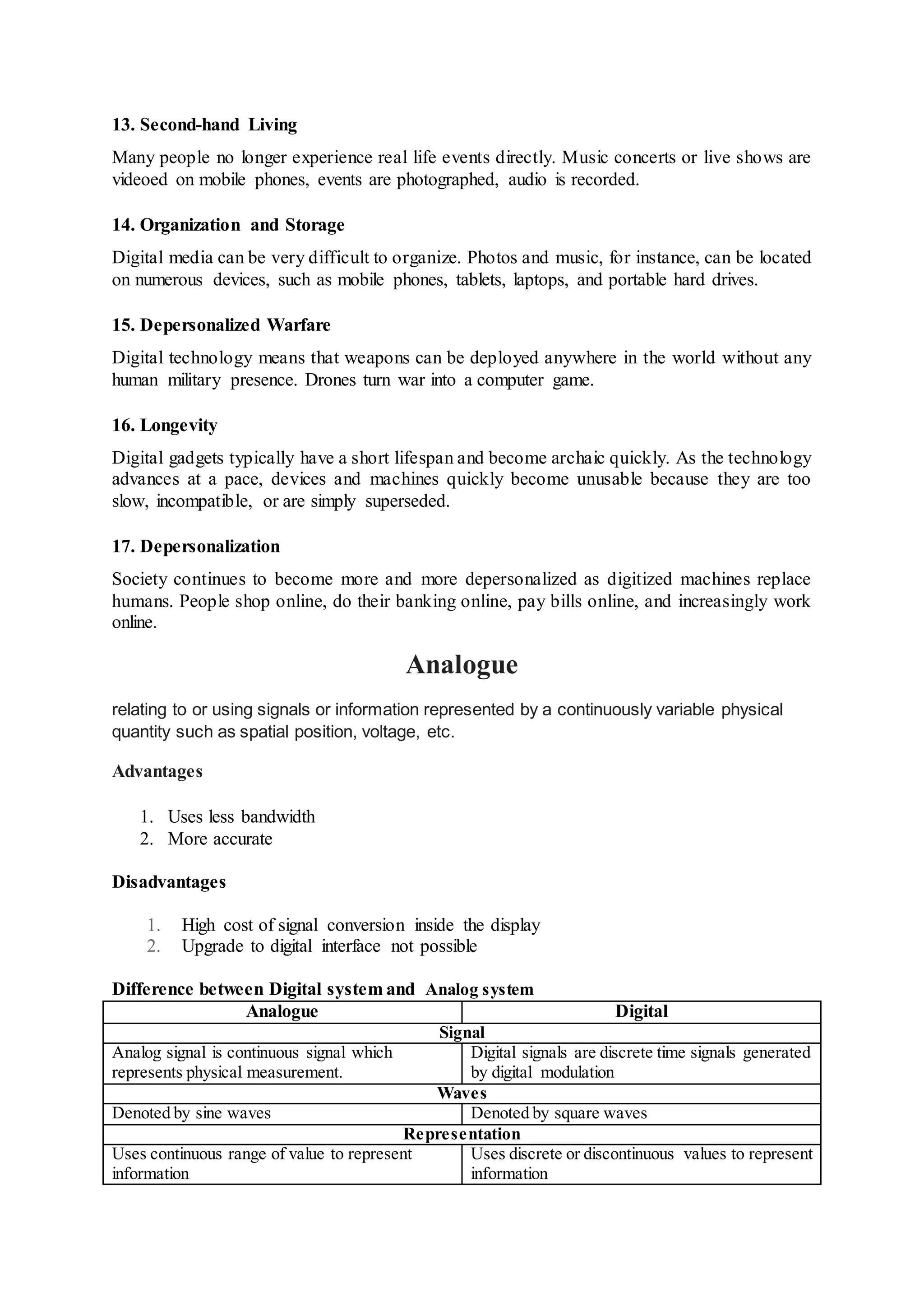 Digital vs analogue | DOCX
