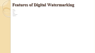 Digital watermarking Techniques | PPT