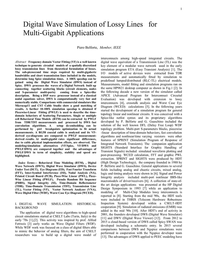Digital Wave Simulation of Lossy Lines for Multi-Gigabit Applications ...