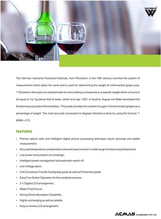 Digital Wine Refractometer by ACMAS Technologies Pvt Ltd. | PDF