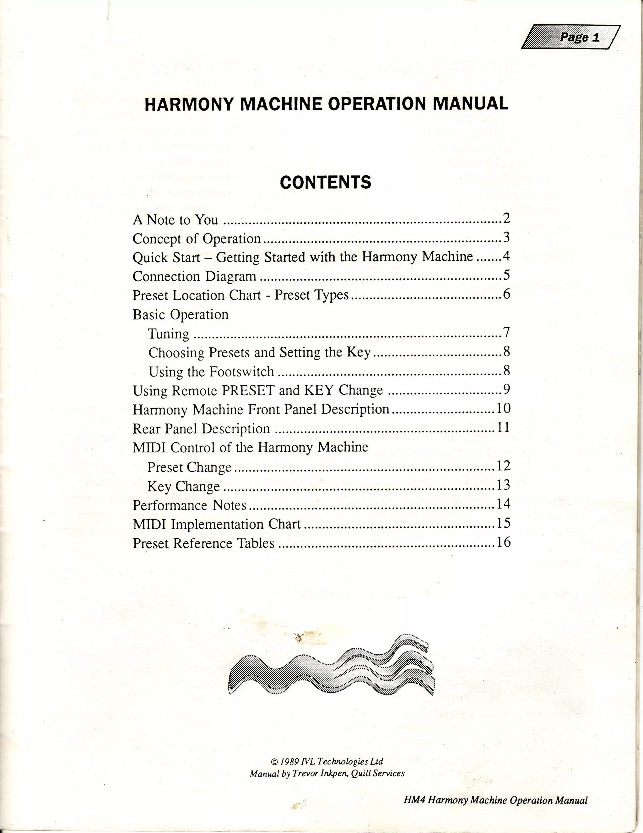 Digitech harmony machine HM4 operation manual | PDF