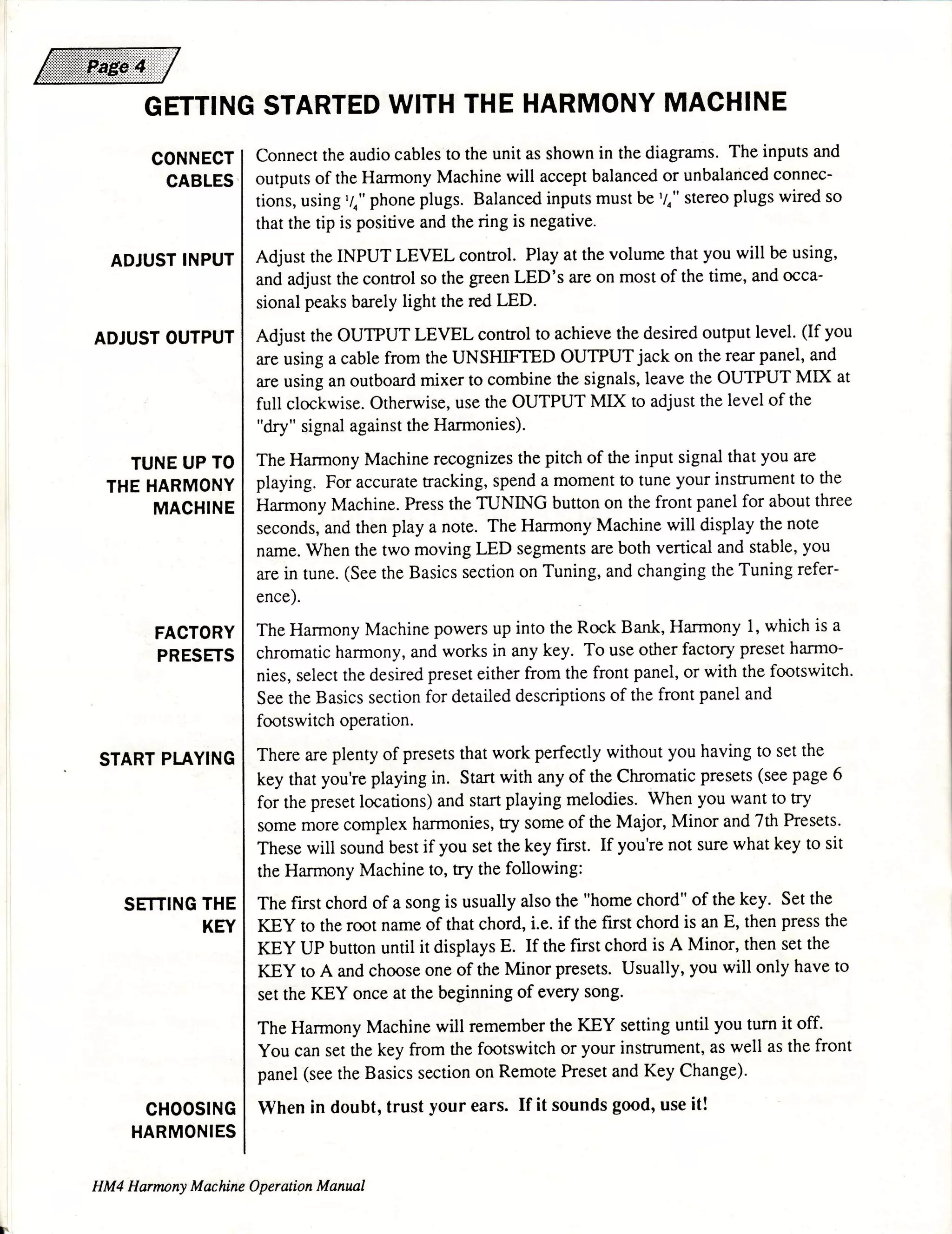 Digitech harmony machine HM4 operation manual | PDF