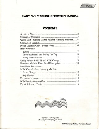 Digitech harmony machine HM4 operation manual | PDF