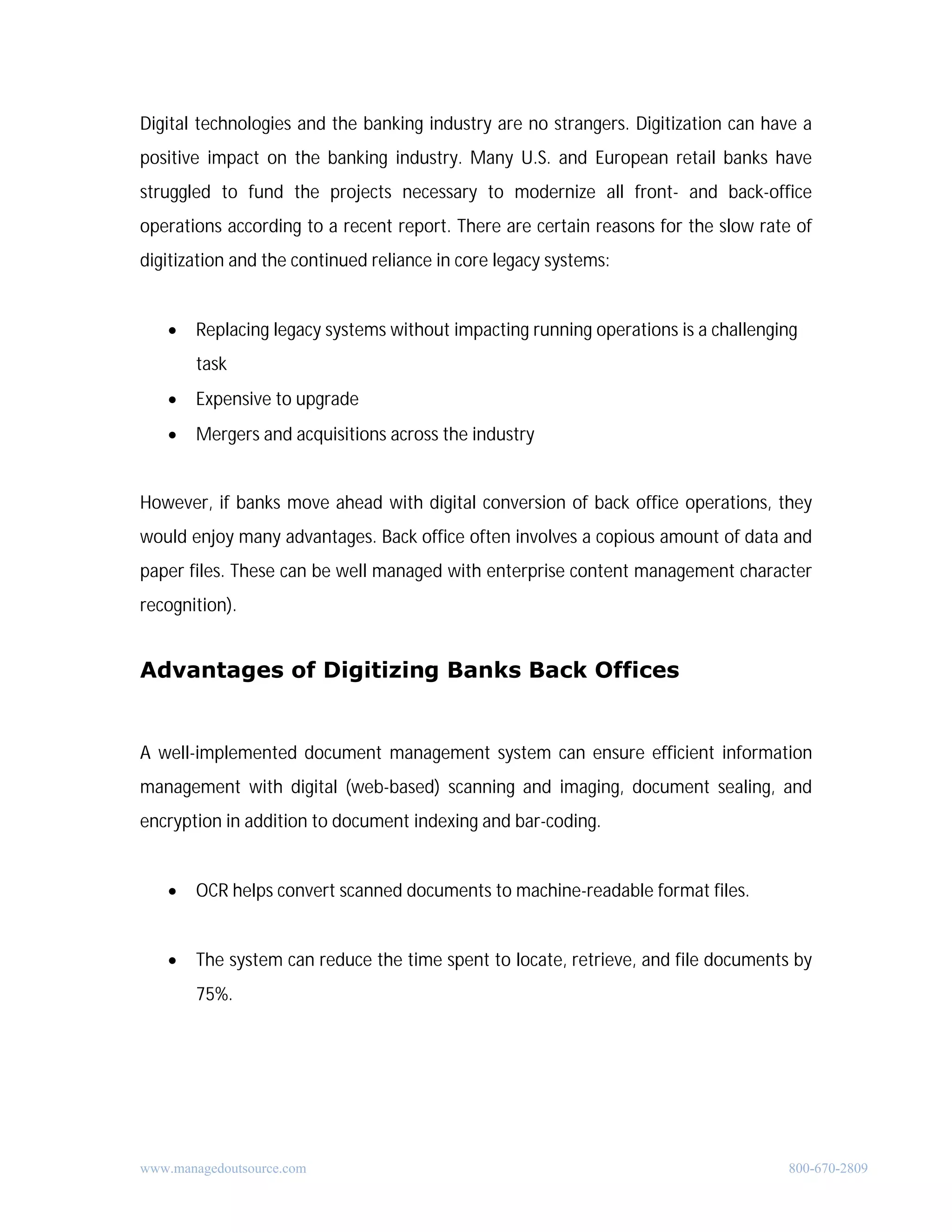 Digitization improves back office operations in banks | PDF