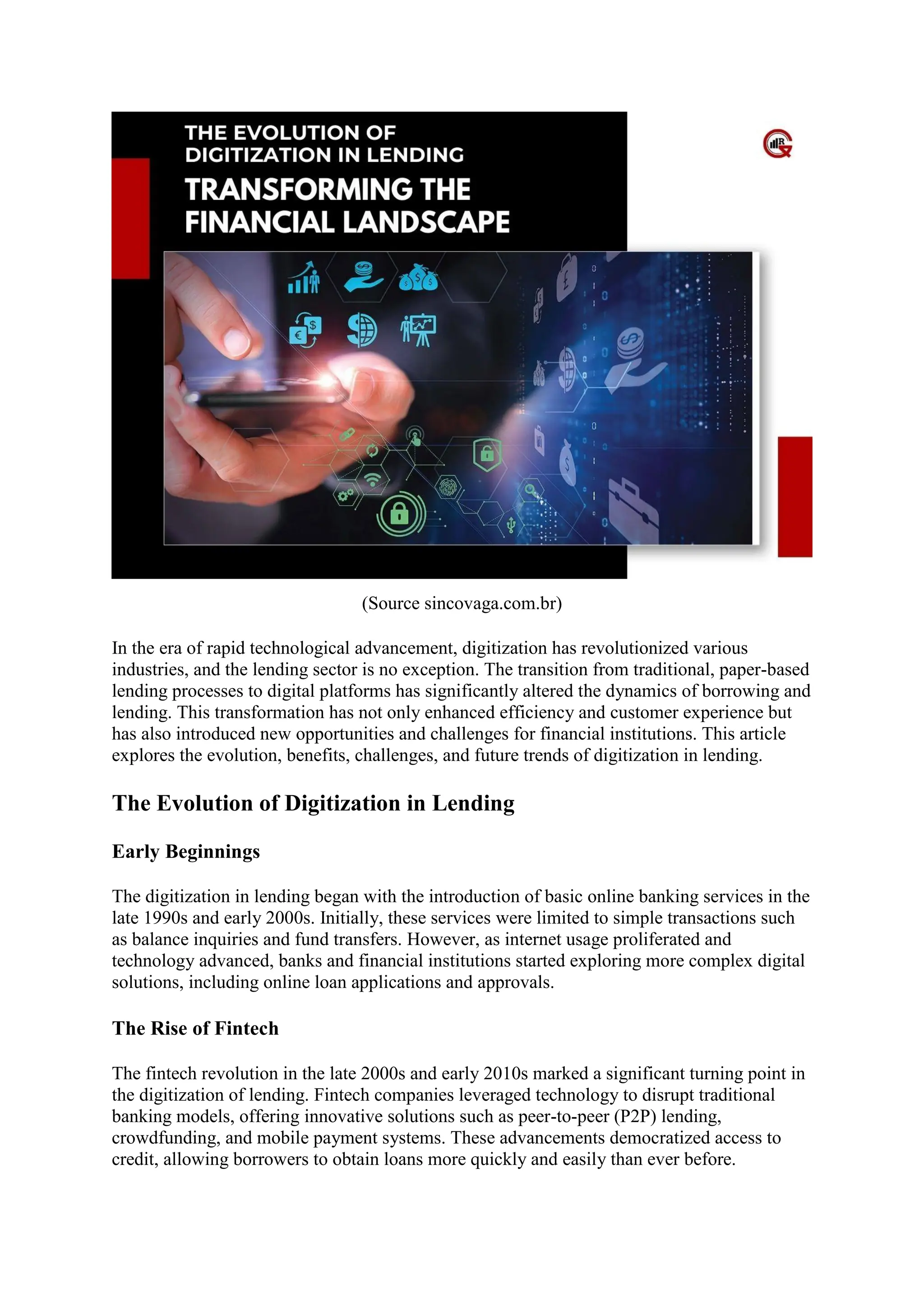 Digitization in Lending: Evolution, Benefits, Challenges, Future Trends | GQ Research | PDF