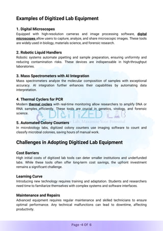 Digitized Lab Equipment Revolutionizing Research and Education for the ...