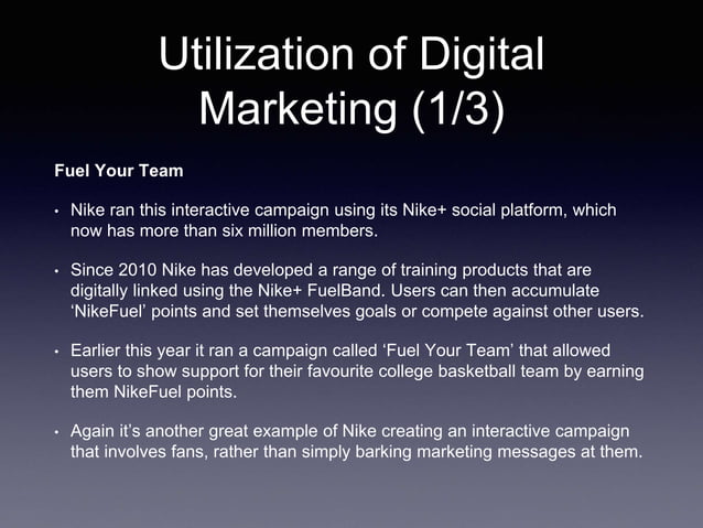 Nike Digital Marketing | PPTX | Social Networking | Internet
