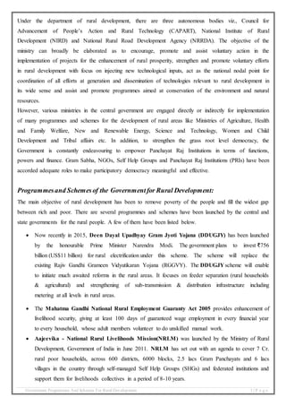 Government Programmes and Schemes For Rural Development | DOCX ...