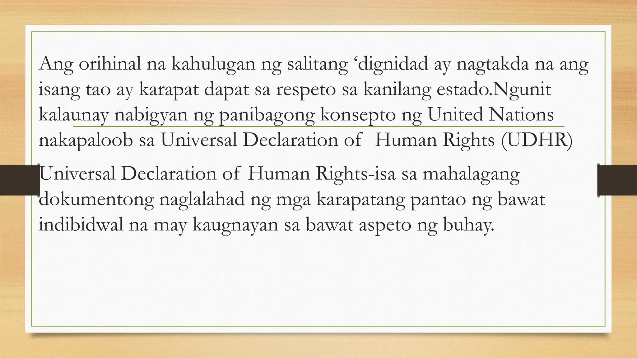 Dignidad ng Tao Bilang Batayan sa Paggalang sa Sarili,Pamilya at Kapuwa ...